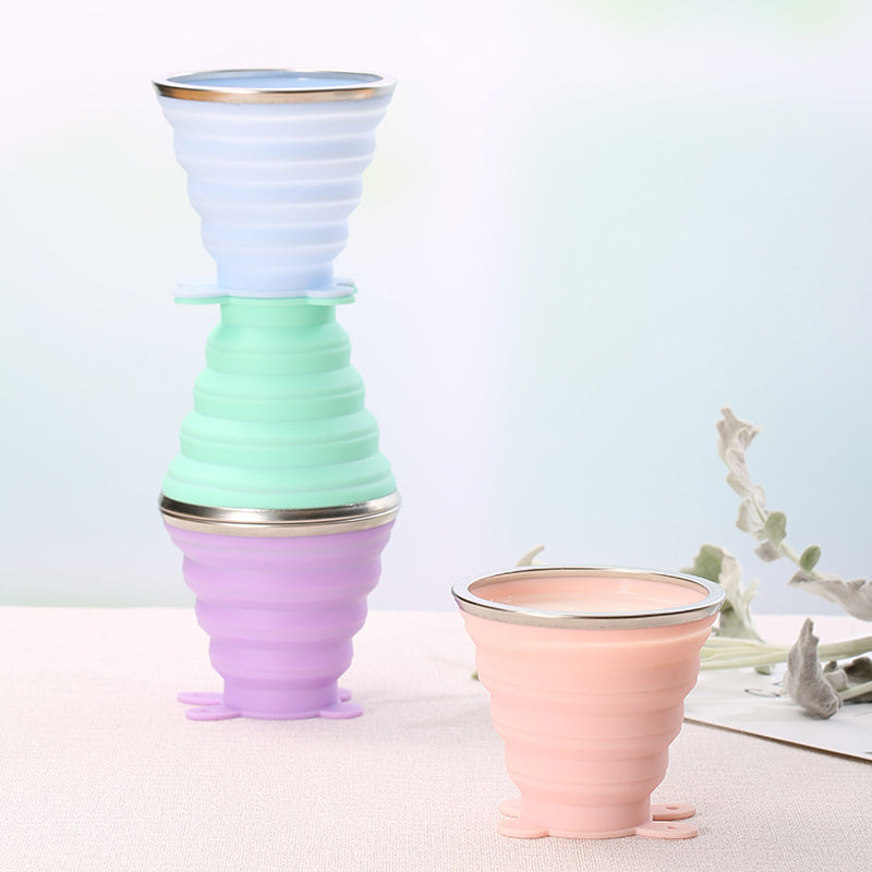 Silicone Folding Water Cups with Lids – Peachloft