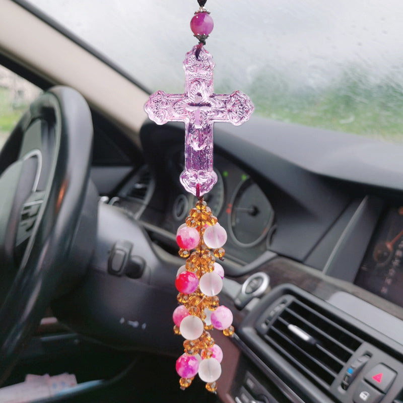 Crystal Cross Car Pendant – Peachloft